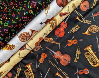 Trombone Fabric 76 Trombones by Jenimp Black and Yellow Trombone Brass ...