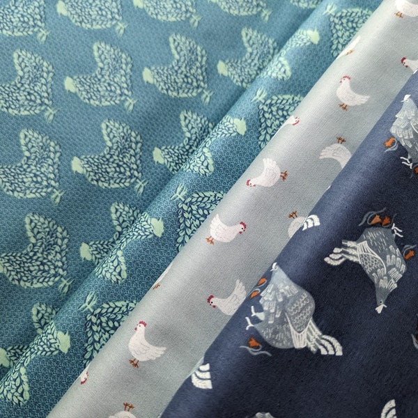 Teal Chicken Fabric - Etsy
