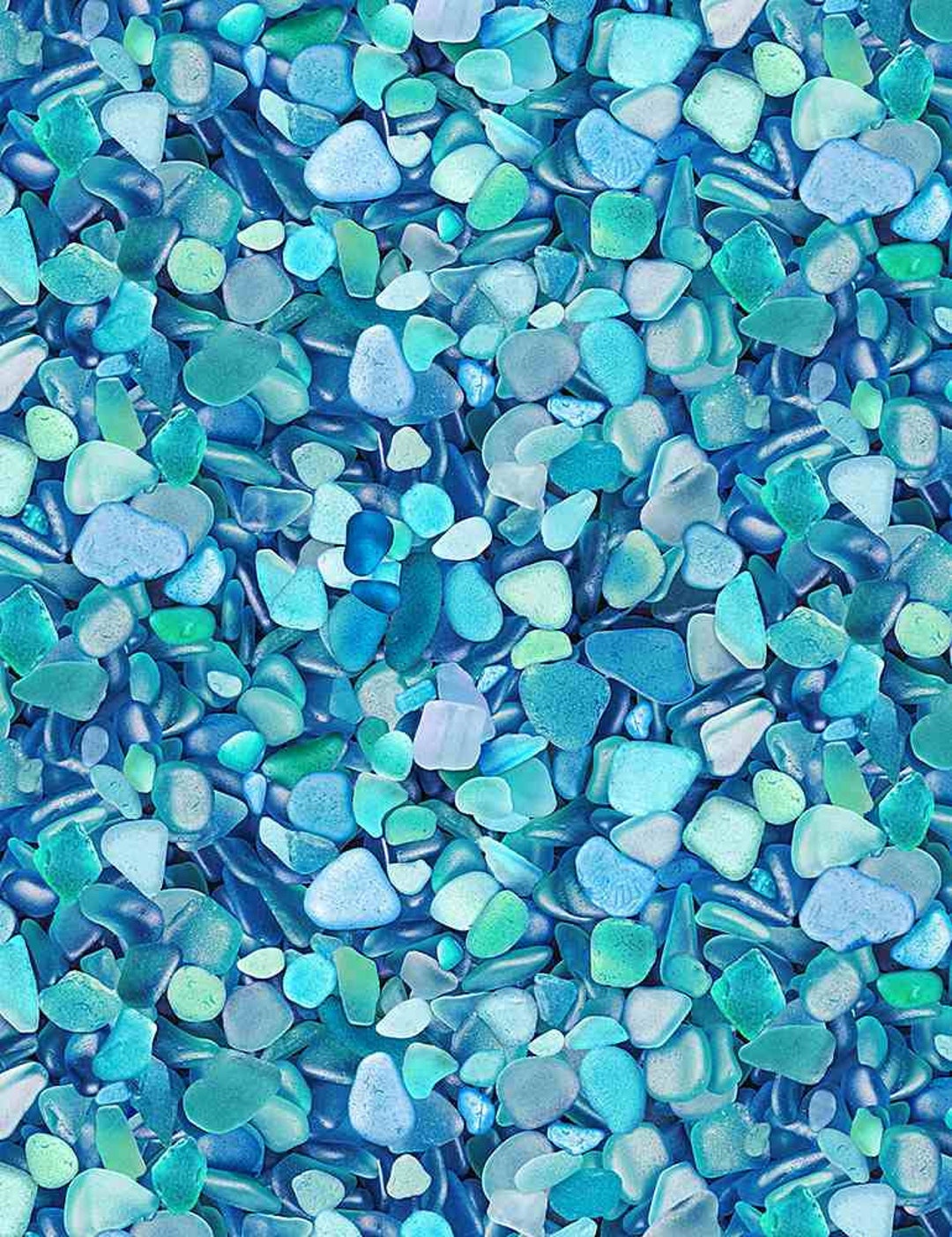 Packed Blue Seaglass 100% Cotton Patchwork Fabric, Timeless Treasures ...