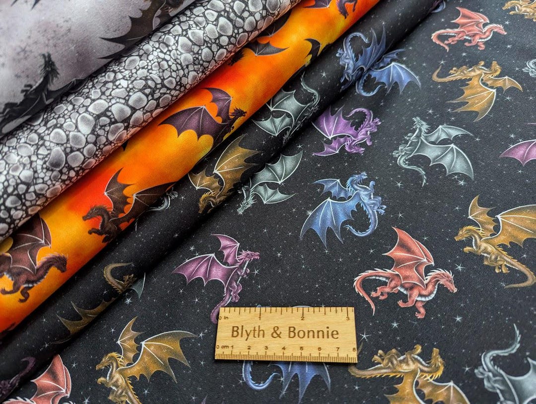 Nutex "fire and Fury" Collection Dragons on Black Grey Orange Dragon ...