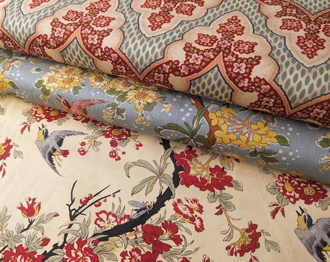 French Vintage Fabric Traditional Reproduction Prints Tree of Life ...