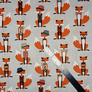 Foxes in Clothes and Glasses Material Fox and the Houndstooth Cotton ...