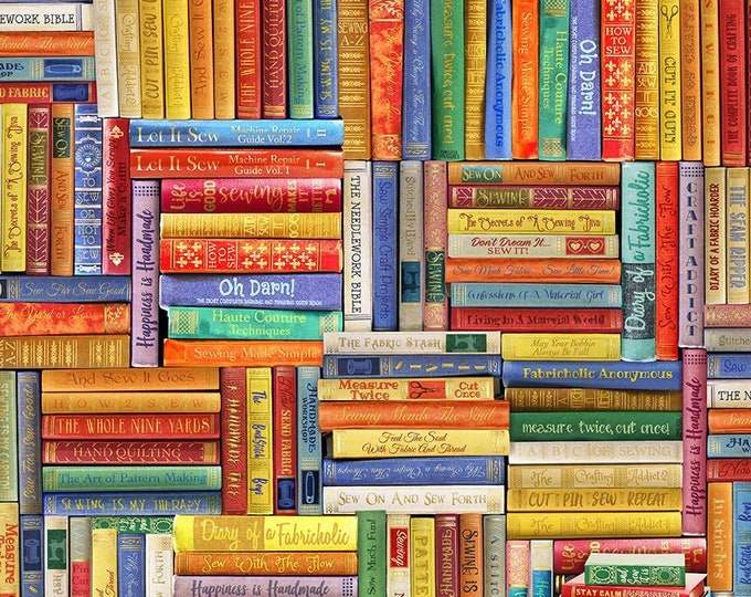 Colourful Book Fabric Sewing Library Books sew Strong Collection by ...