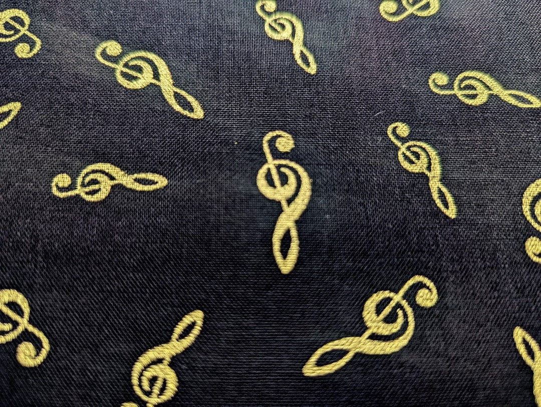 Gold Metallic Treble Clef Music Cotton Patchwork Fabric, Timeless ...