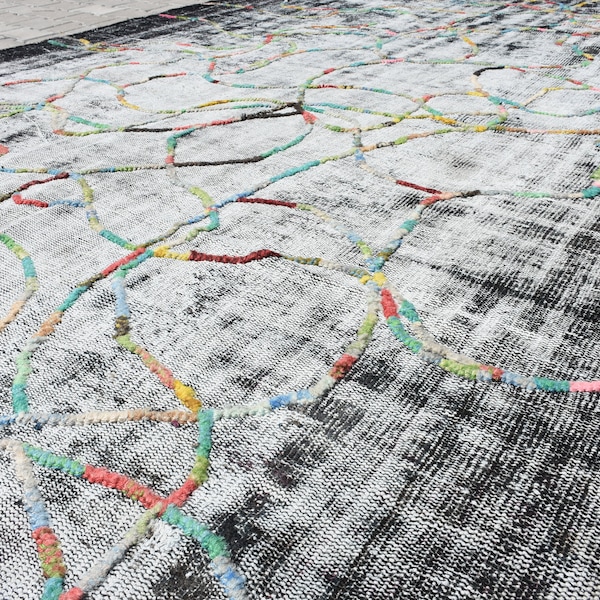 Black and Rainbow Rug - Etsy