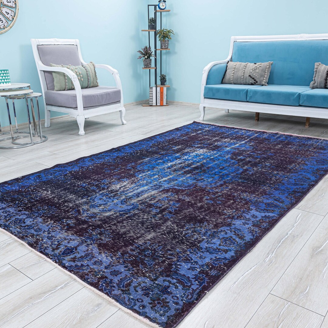 Neon Rug 6x9 Night Blue and Purple Handmade Vintage Rug,vintage ...