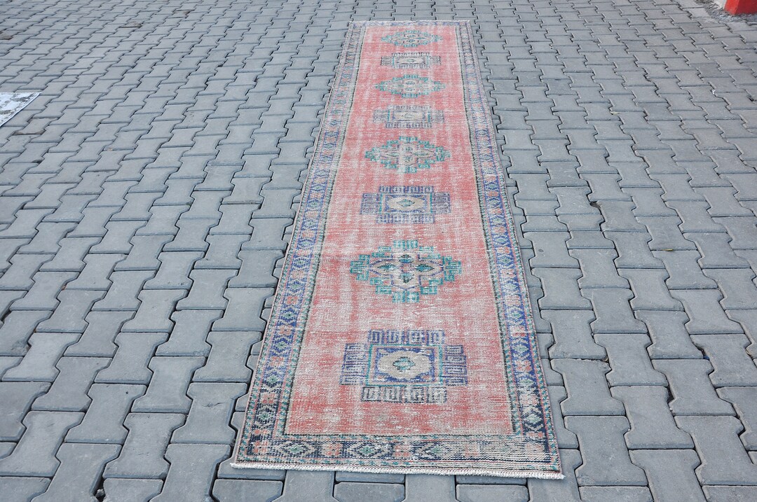 Pink Turkish Vintage Runner Rugpastel Pink Runner Rugoushak - Etsy