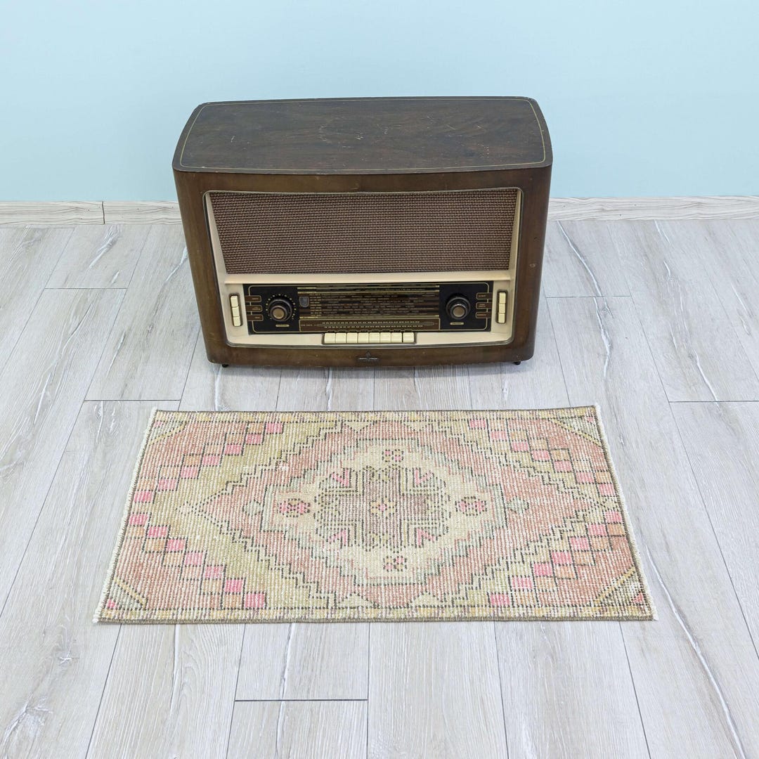 Turkish Mat, Turkish Handmade Bathroom Rug, Vintage Bathmat Rug, Pale ...