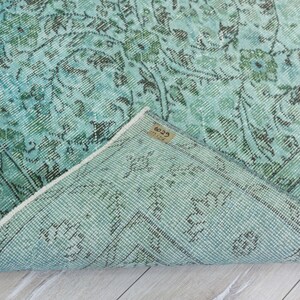 5x8 Turquoise Unique Turkish Rug, Aqua Blue Oushak Overdyed Vintage Rug ...