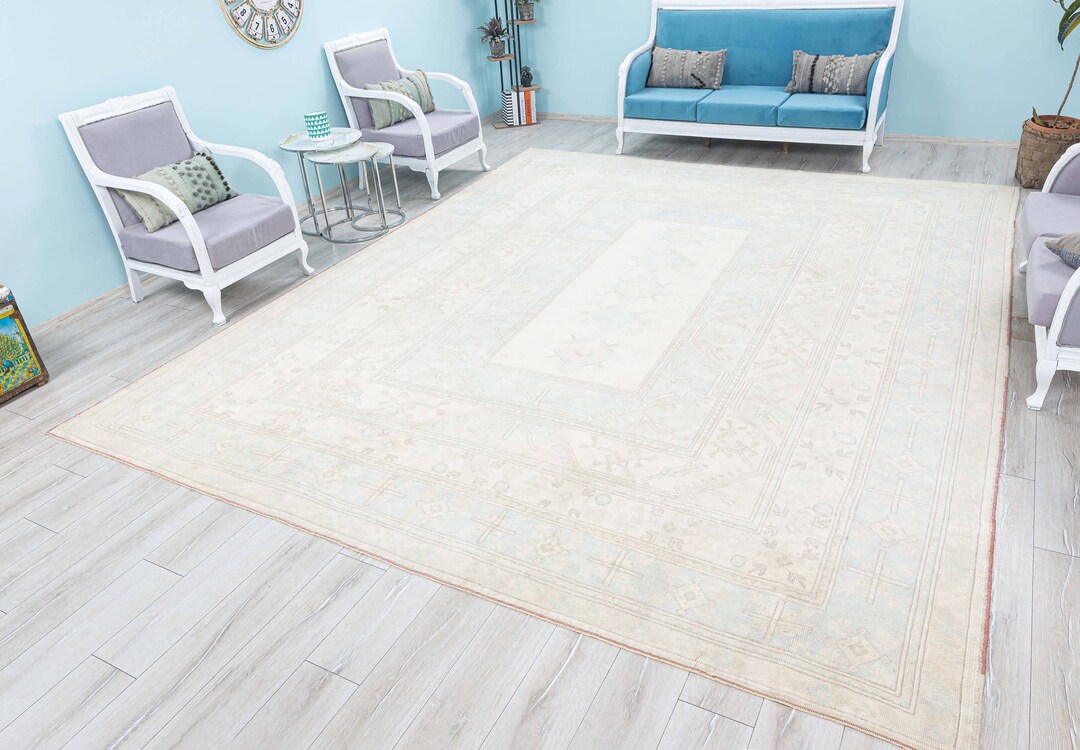 11x13 Neutral Rug 11x14 Oushak Muted Rug,oversize Turkish Faded Rug ...
