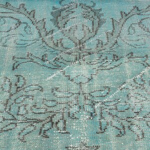 Aqua Green Turkish Area Rug,low Pile Vintage Overdyed Turquoise Rug ...