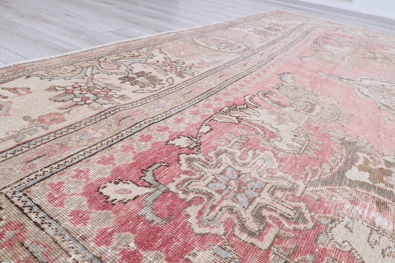 Large Size Pastel Pink Vintage Area Rug for Large Living Room - Etsy