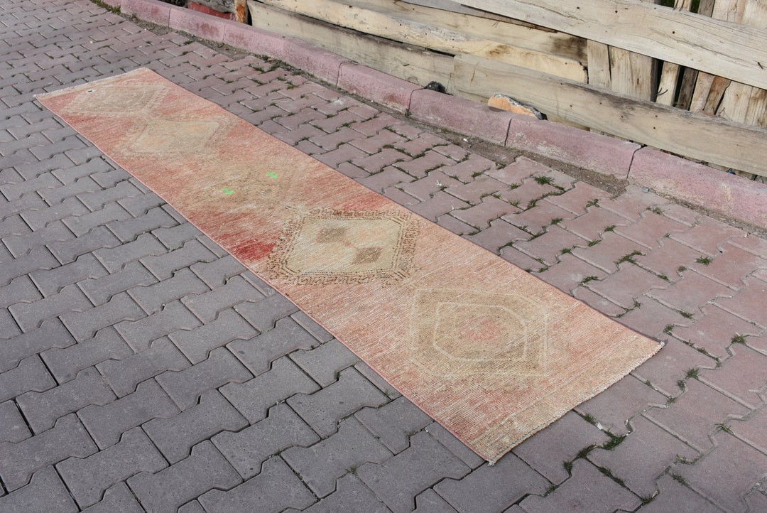 Narrow Pink Runner Rug 9.9 X 1.9 Feet Pastel Turkish Runner Rug,narrow ...