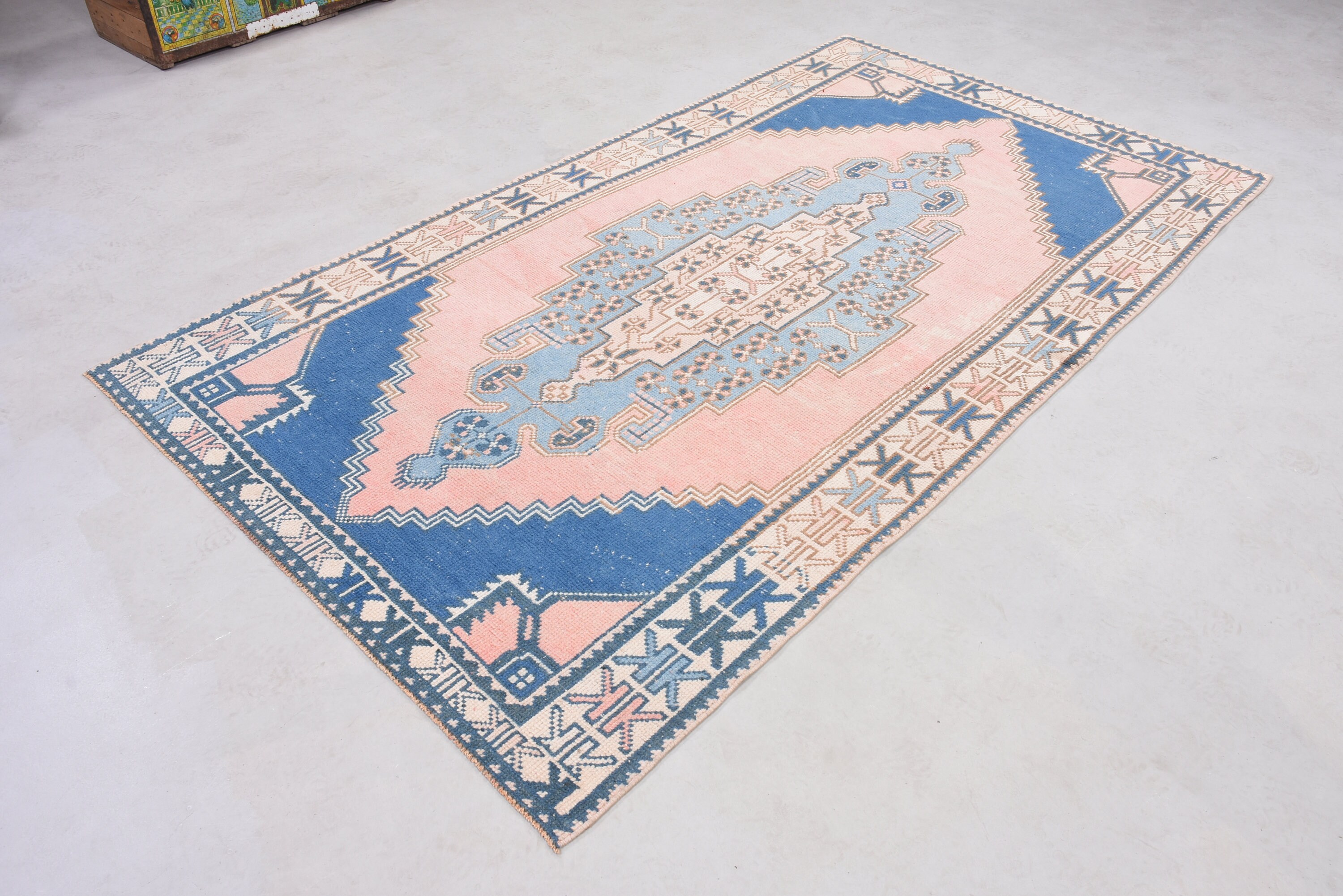 Light Pink and Blue Area Rug 8.5x4.7 Feet Muted Vintage Rug,nursery ...