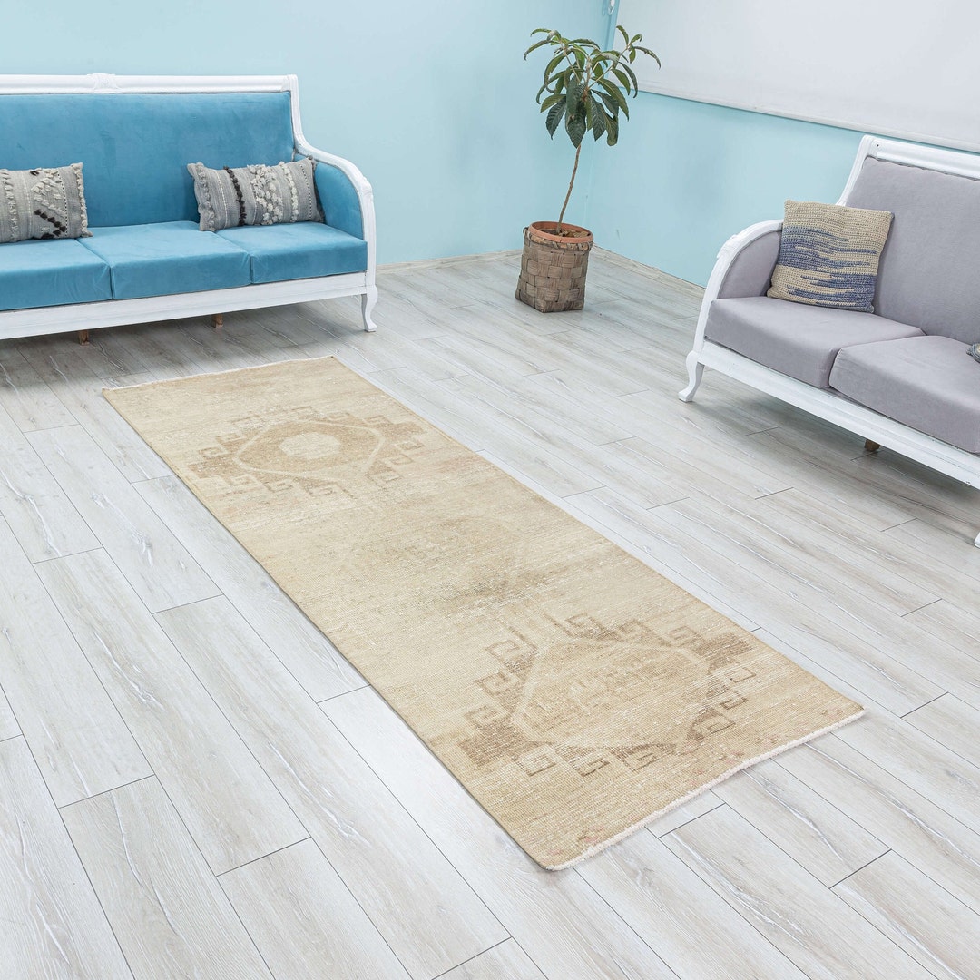 3x8 Vintage Neutral Rug 3x9 Entryway Muted Tan, Brown Runner for ...