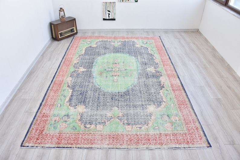 Oversize Turkish Pastel Blue Green and Red Area Ruglarge - Etsy