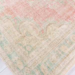 Turkish Style Pastel Pink Neutral Vintage Rug 7x10 Natural Pale Pink ...