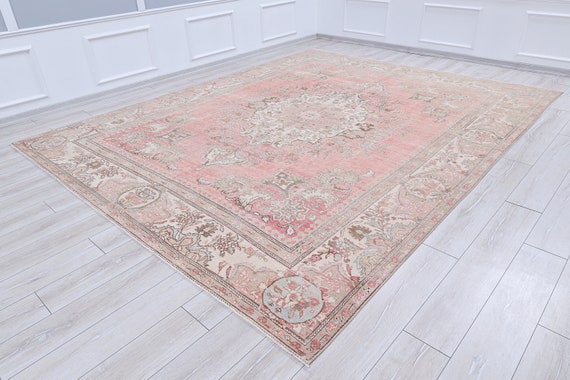 Large Size Pastel Pink Vintage Area Rug for Large Living Room - Etsy