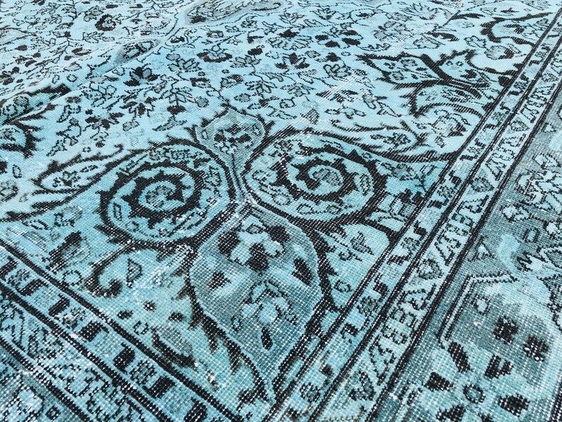 Turquoise Wool Rug Turkish Vintage Rug Oushak Rugs Turkish - Etsy