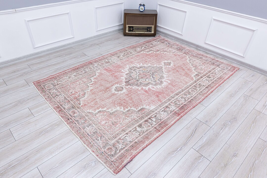Light Pink Vintage Rug,oushak Rugs,overdyed Area Rug,oushakpink Rug ...