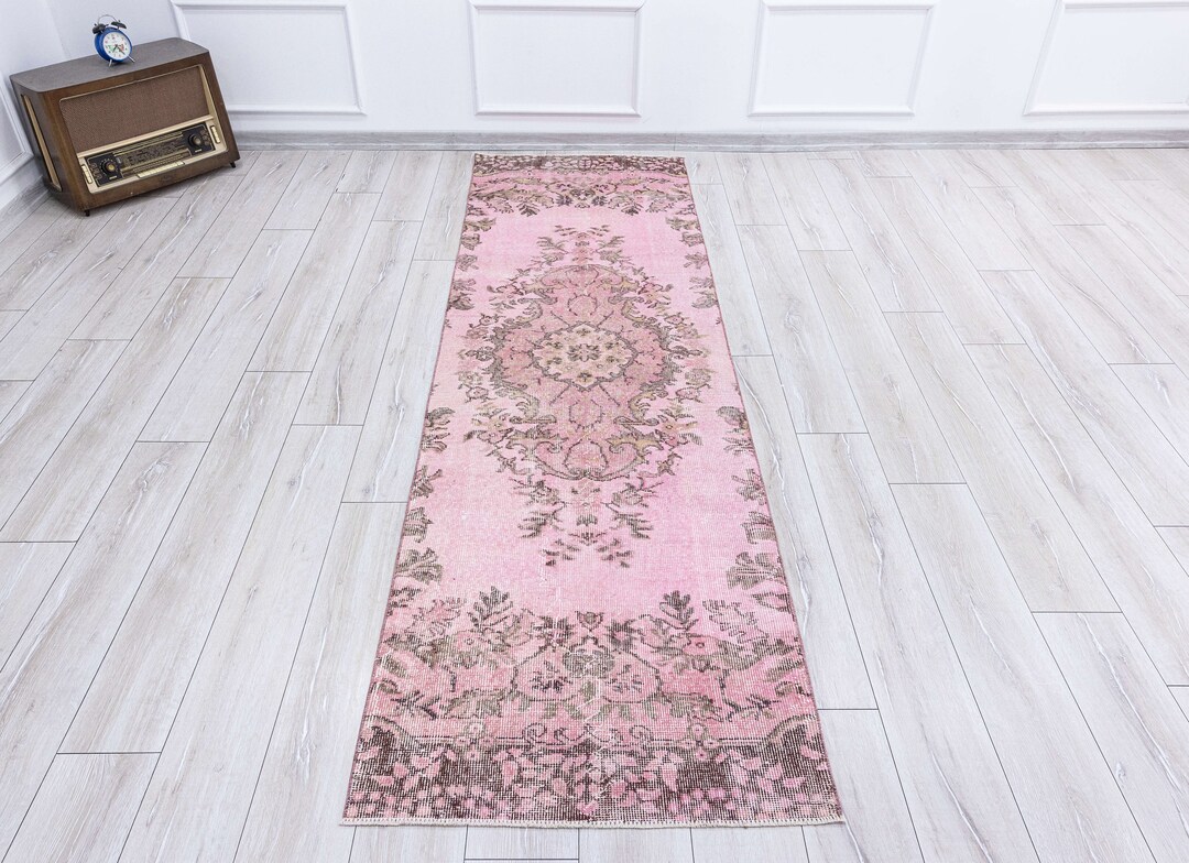 Pink Runner Rug,pastel Pink Kitchen Runner Rug,corridor Runner Rug,pale ...