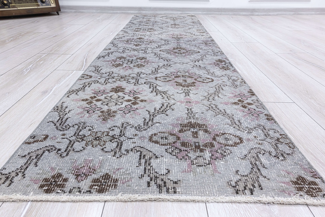 Turkish Narrow Runner 2x8 Gray Vintage Narrow Hallway, Table Runner ...