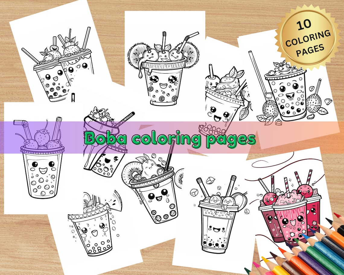 Cute Coloring Pages Boba | Boba Coloring Book | Instant Download ...