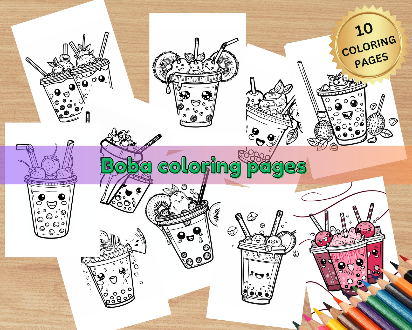 Cute Coloring Pages Boba | Boba Coloring Book | Instant Download ...
