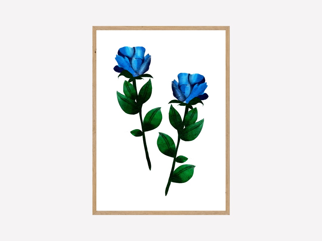 Watercolor Blue Roses Digital Printable Wall Art | Instant Download ...