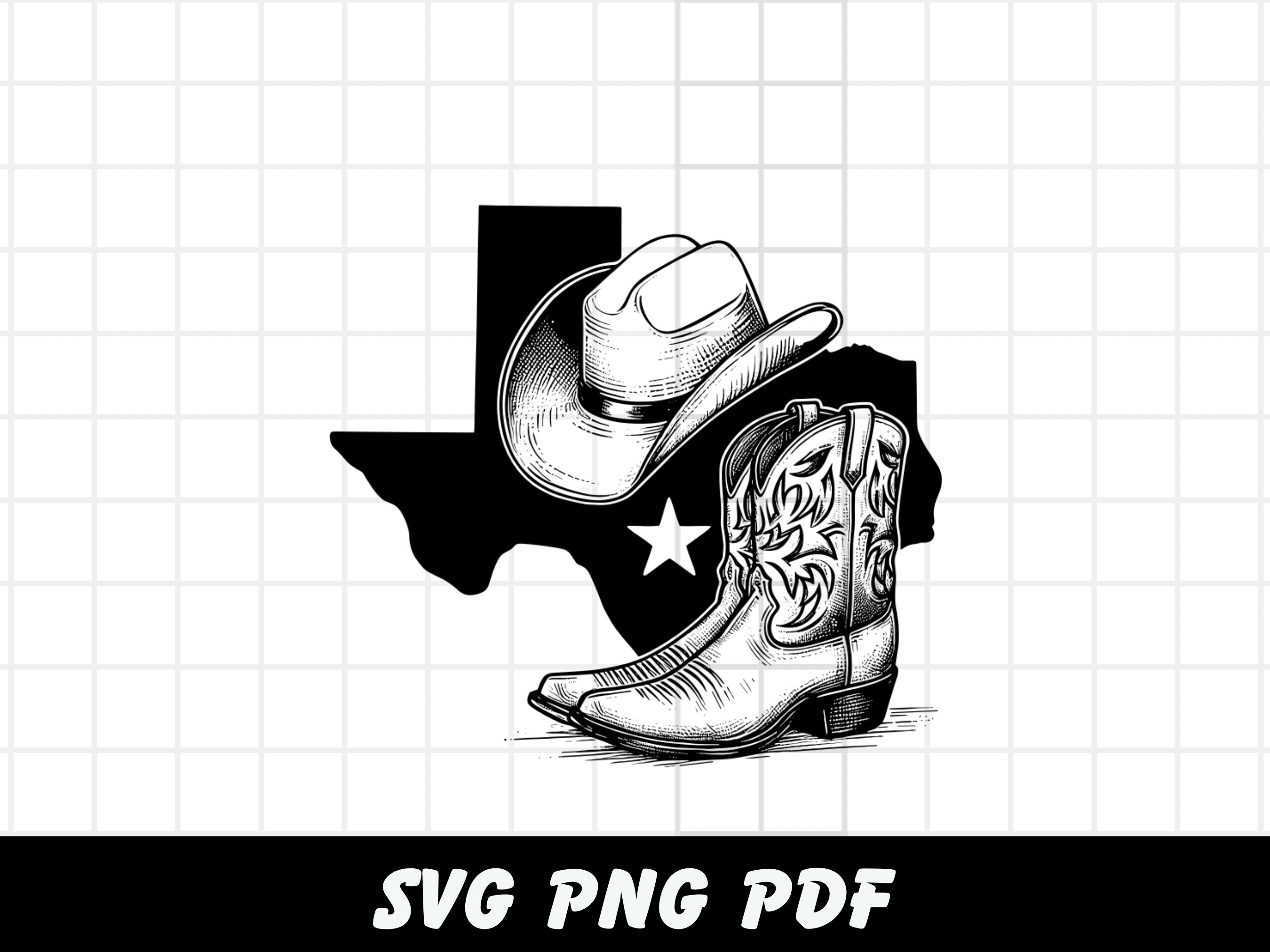 Texas Svg Png Pdf Country Music Svg Texas With Cowboy Boots and Hat Svg ...