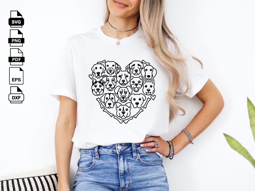 Dog Doodle Heart Line Art Svg Png Pdf Eps Dxf | Dog Mom Svg | Dog Heart ...