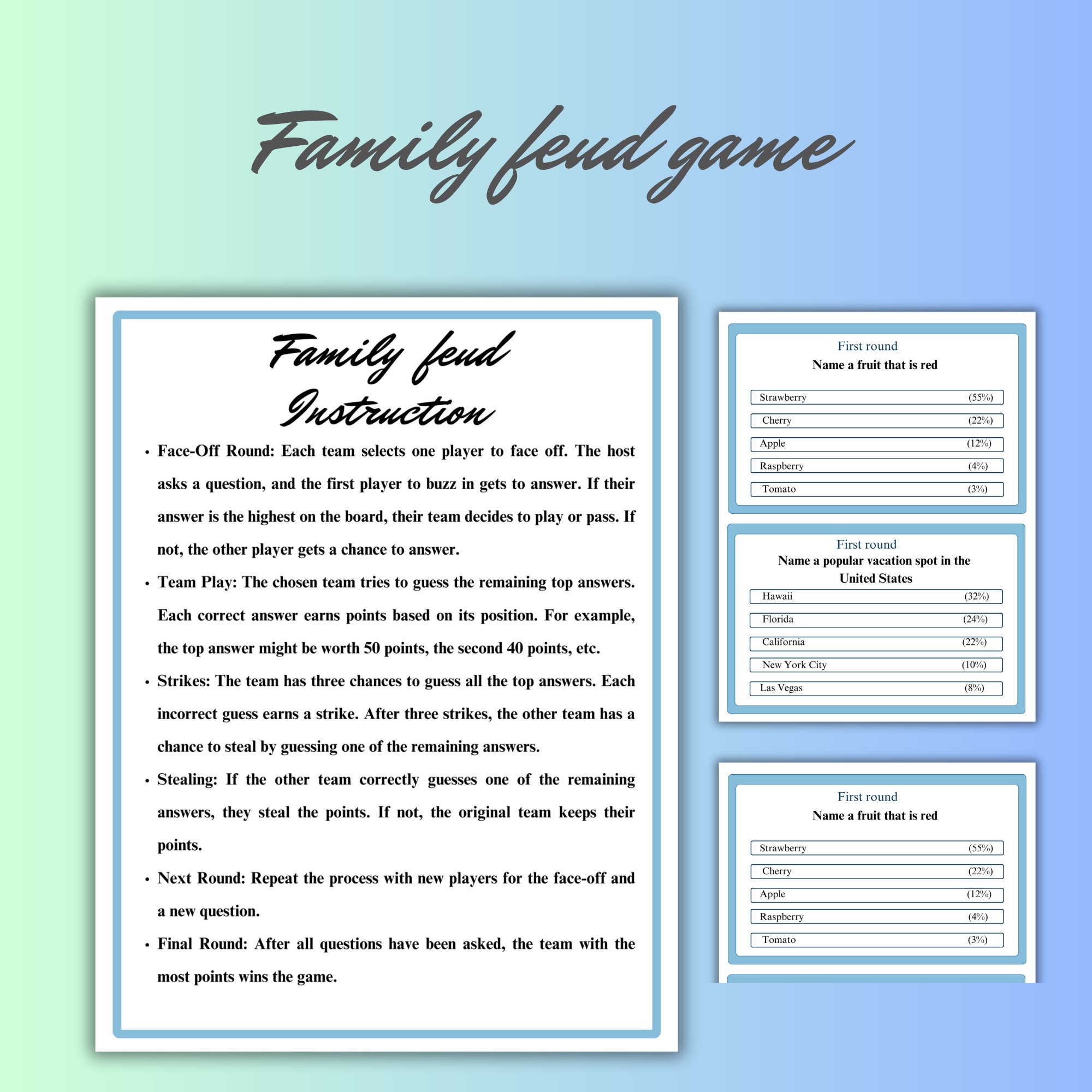 Ultimate Family Feud Game | Fun Family Game Printable | Family Feud ...