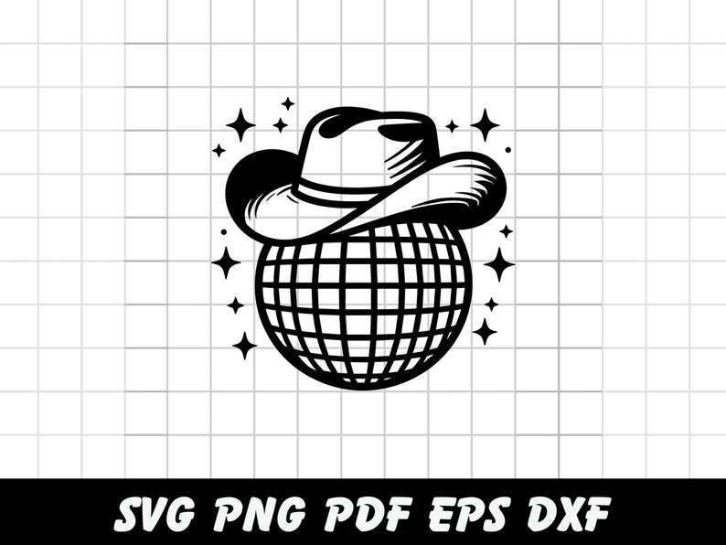 Disco Cowboy Hat | Cowgirl Hat | Bachelorette Png Svg | Disco Ball Svg ...