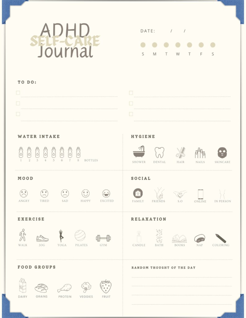 ADHD Journal Tracker Digital Download, Color-in Interactive Design ...