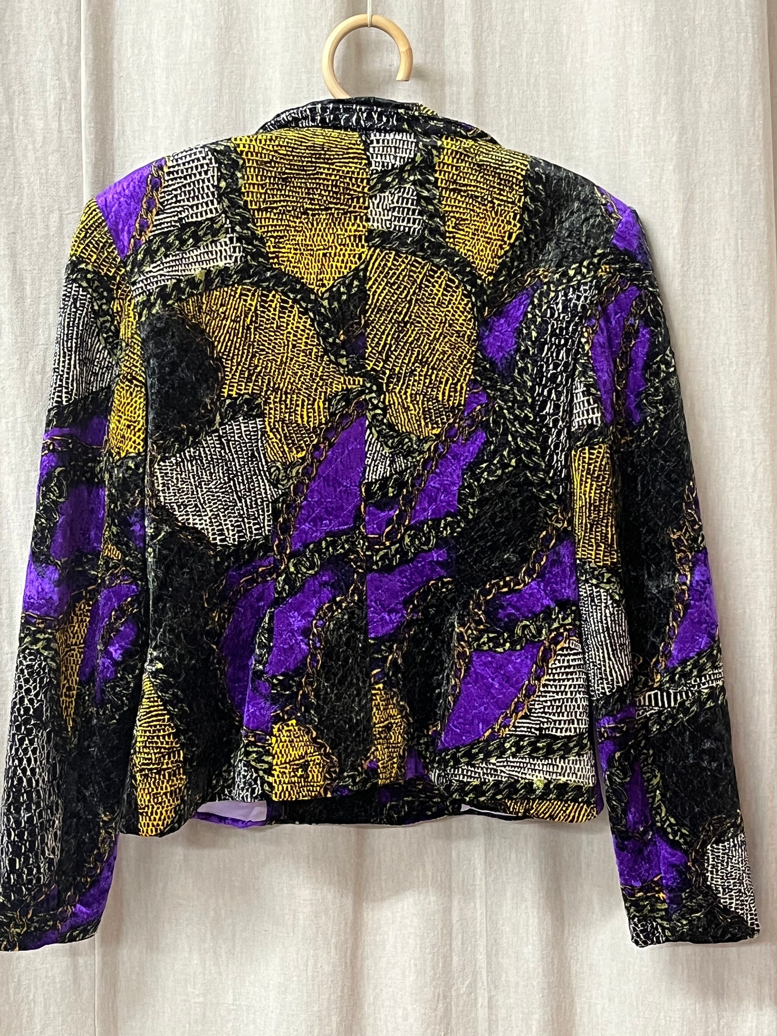 CRISCA by ESCADA Purple Yellow Black Velvet Vintage Blazer Jacket Made ...