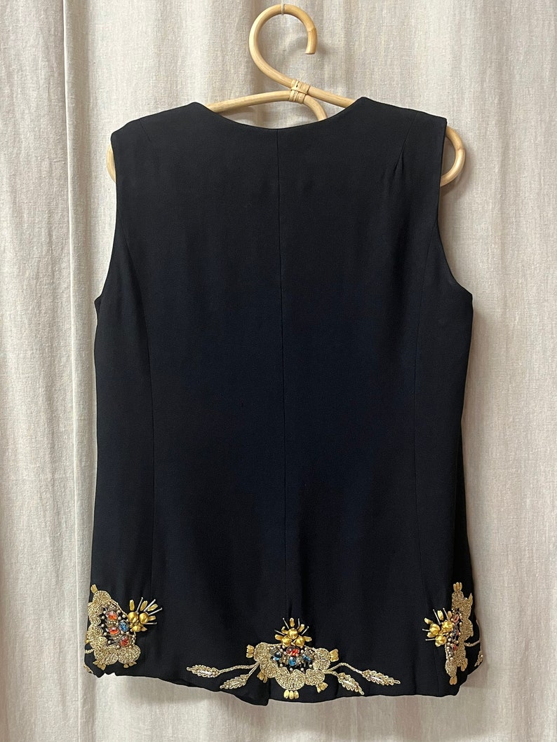 King Luxury Confection 70’s Vintage Golden Embroidery Vest Floral ...