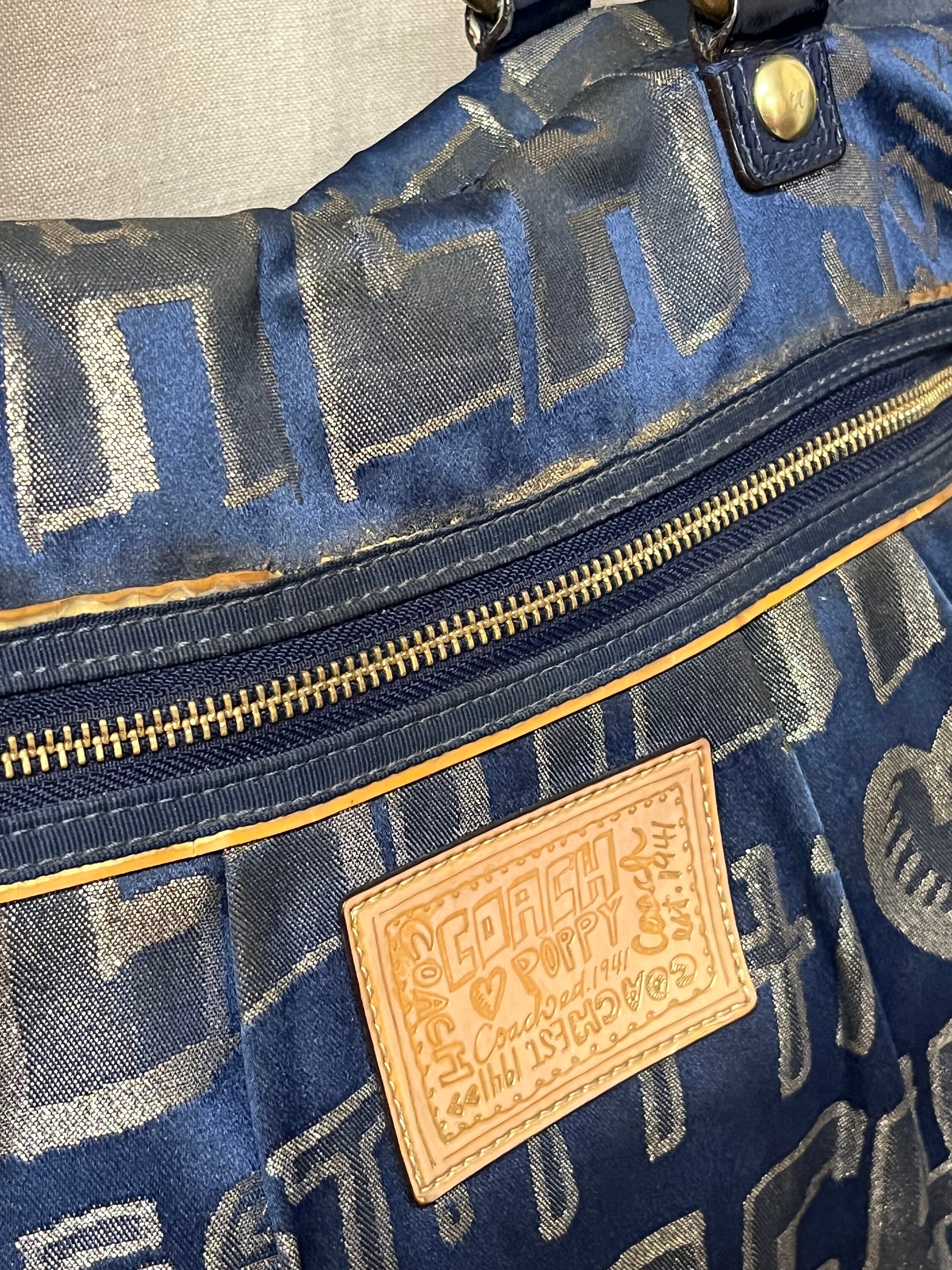Coach Navy & Gold D1067-15301 Poppy Story Patch Bag Shoulder Bag - Etsy