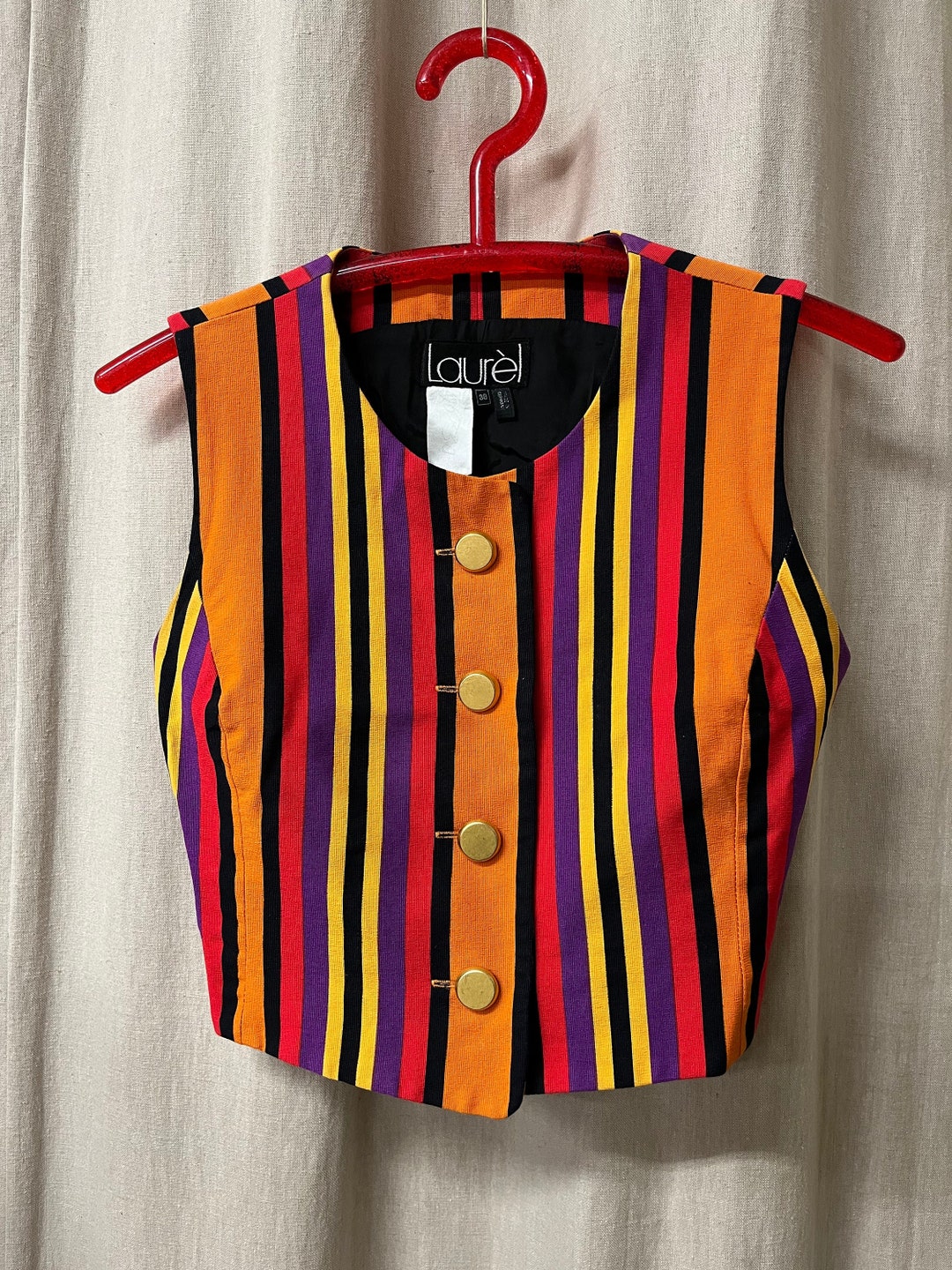 Vintage Laurel by Escada Bright Colours Striped Vest Size Mediun - Etsy