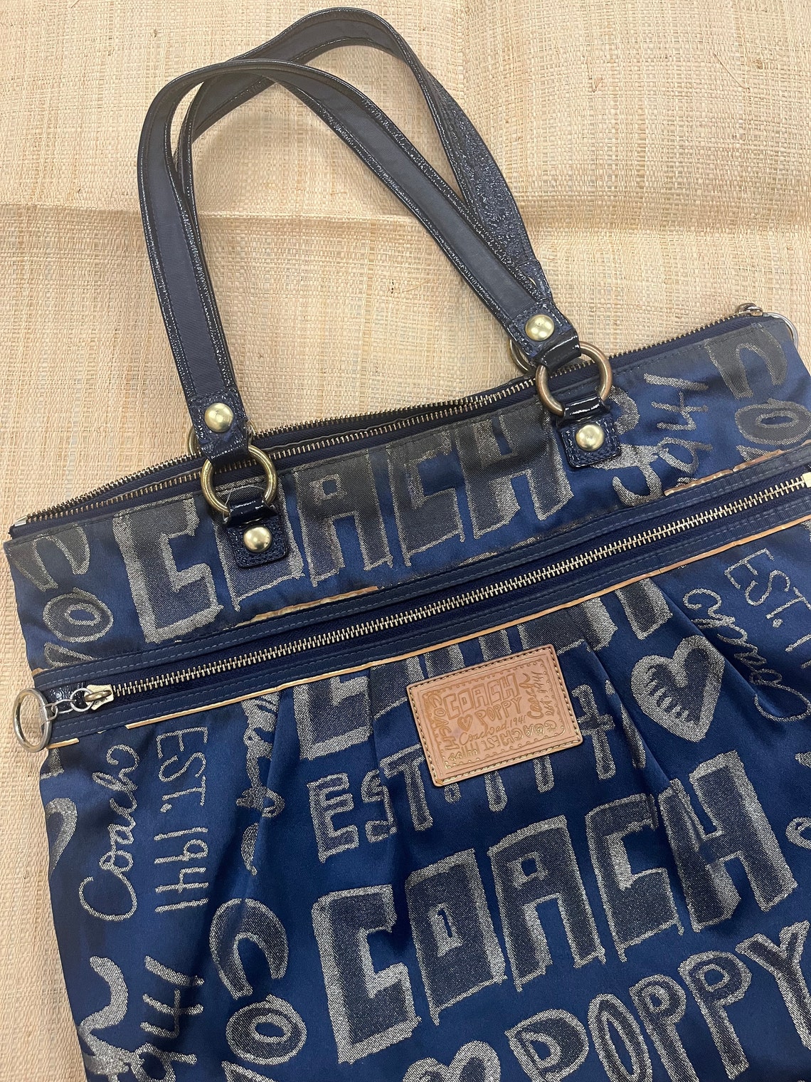 Coach Navy & Gold D1067-15301 Poppy Story Patch Bag Shoulder Bag - Etsy