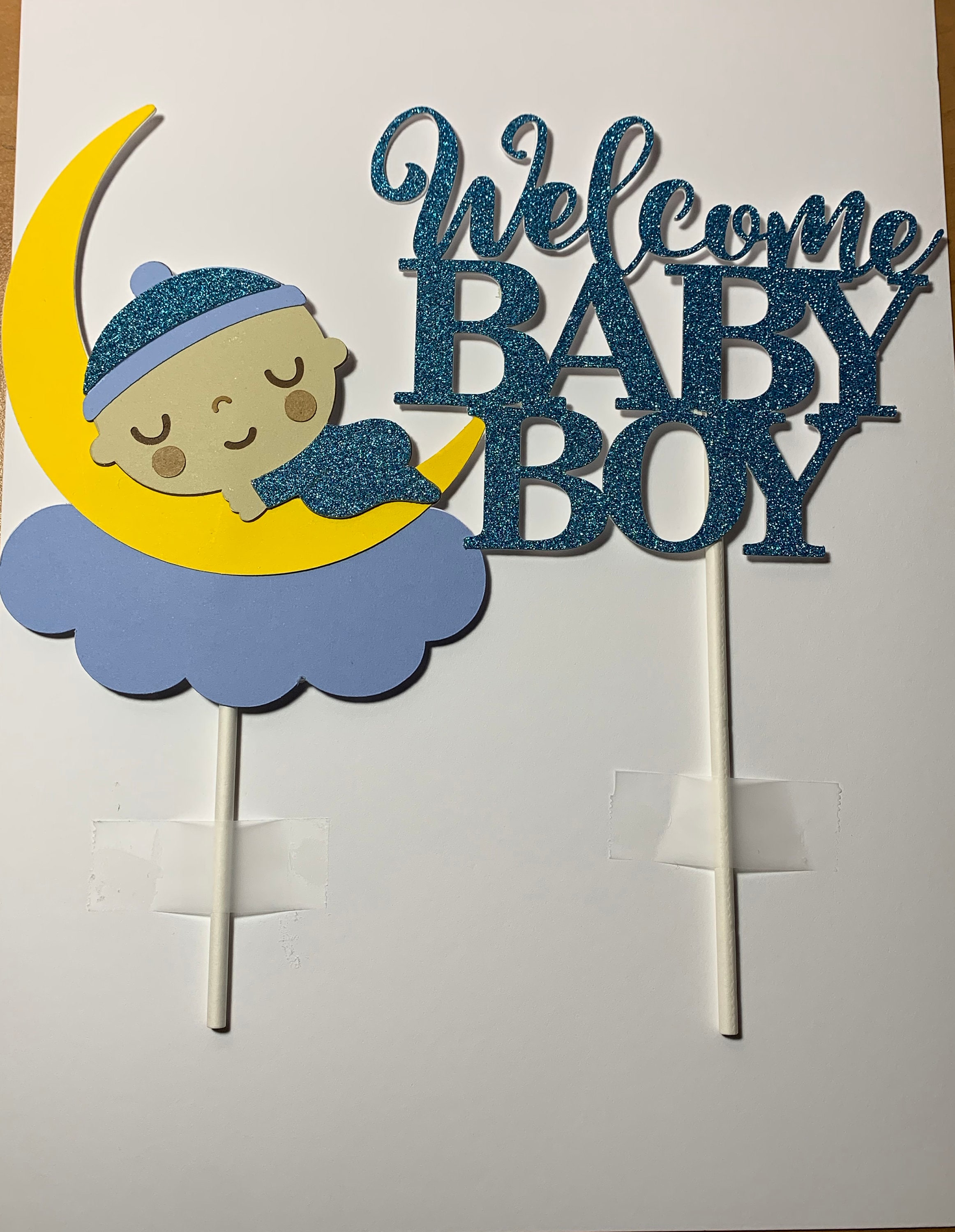 WELCOME BABY BOY Cake Topper - Baby Shower - Birthday - Baby Shower ...