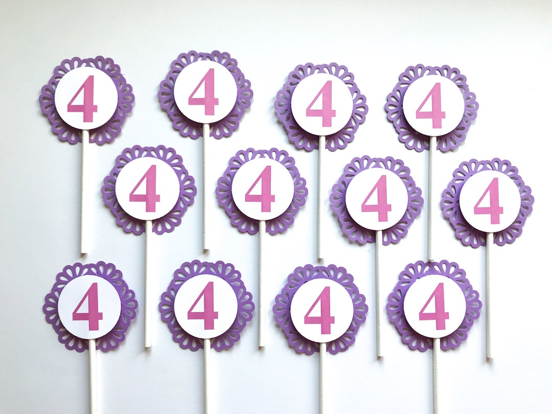 PERSONALIZED NUMBER Cupcake Toppers - Party Picks - Set of 12 - - Etsy