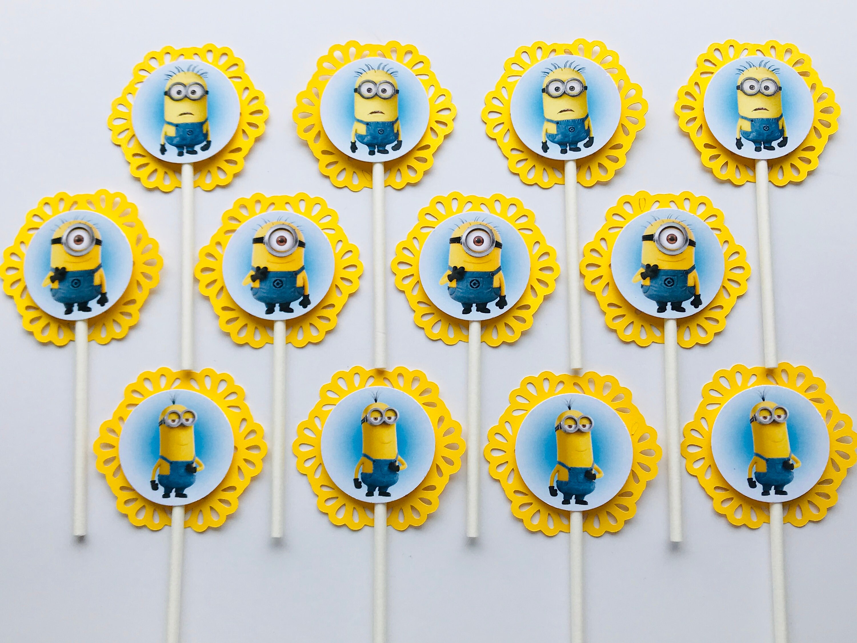 MINIONS Cupcake Toppers - Party Picks - Yellow - Set of 12 - - Etsy