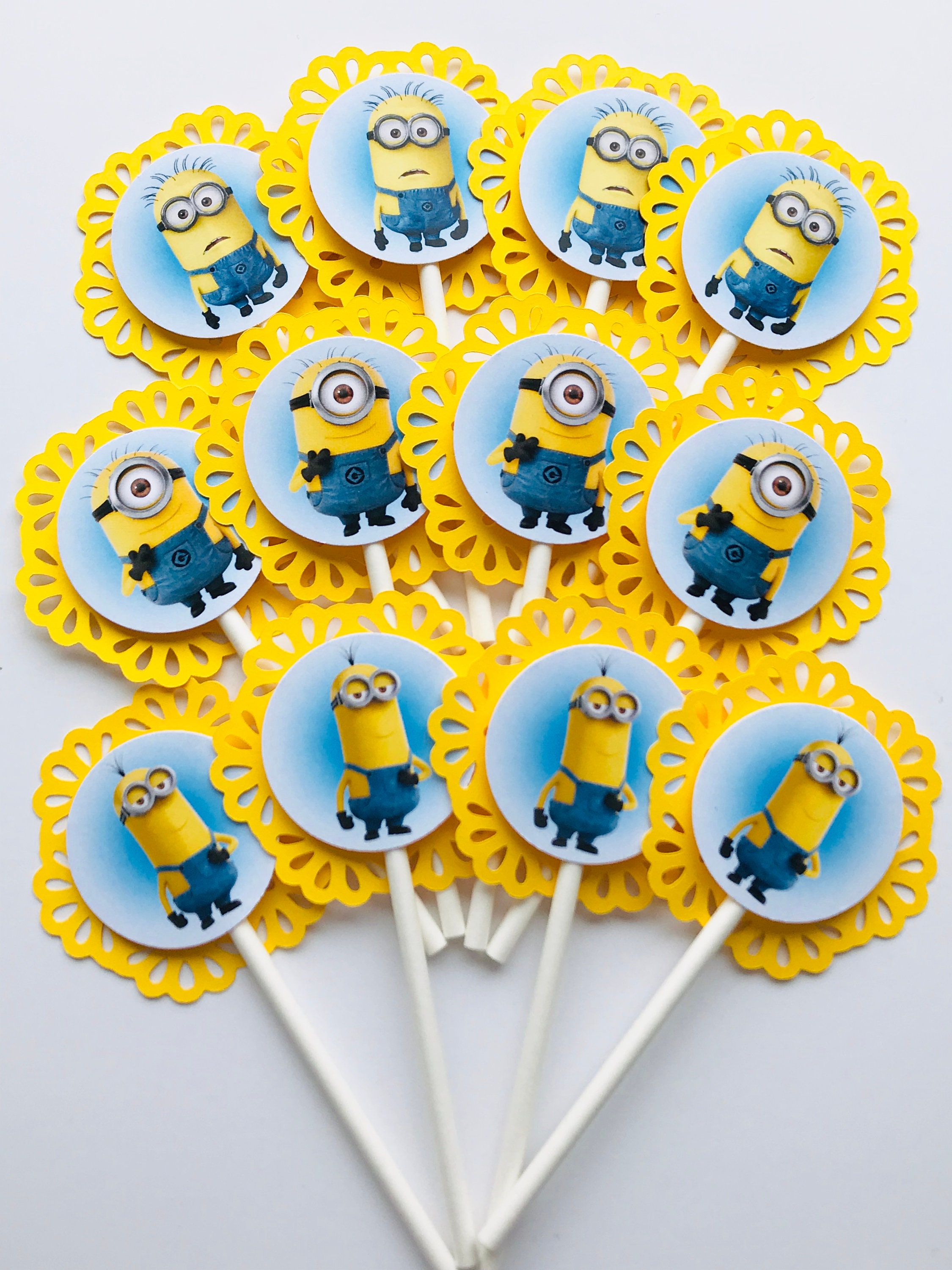 MINIONS Cupcake Toppers - Party Picks - Yellow - Set of 12 - - Etsy