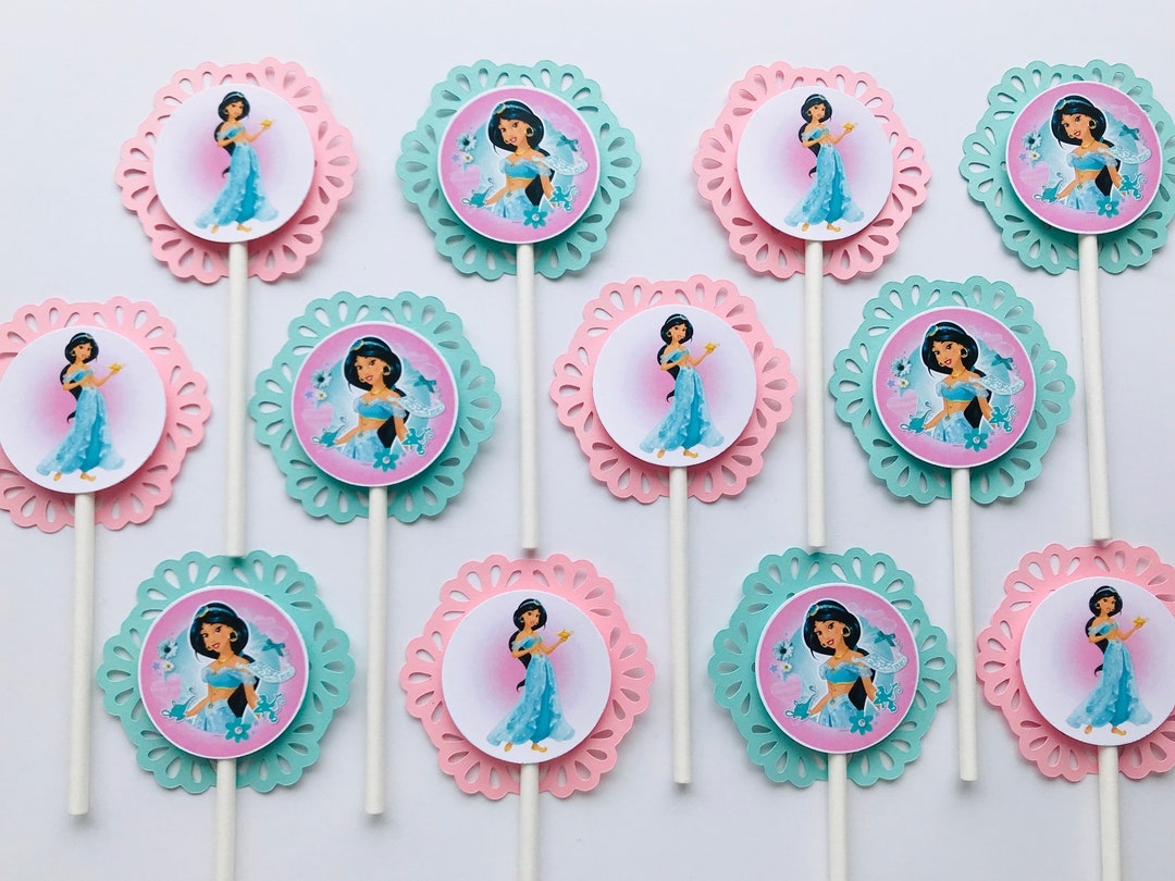 PRINCESS JASMIN Cupcake Toppers - Party Picks - Pink - Set of 12 - - Etsy