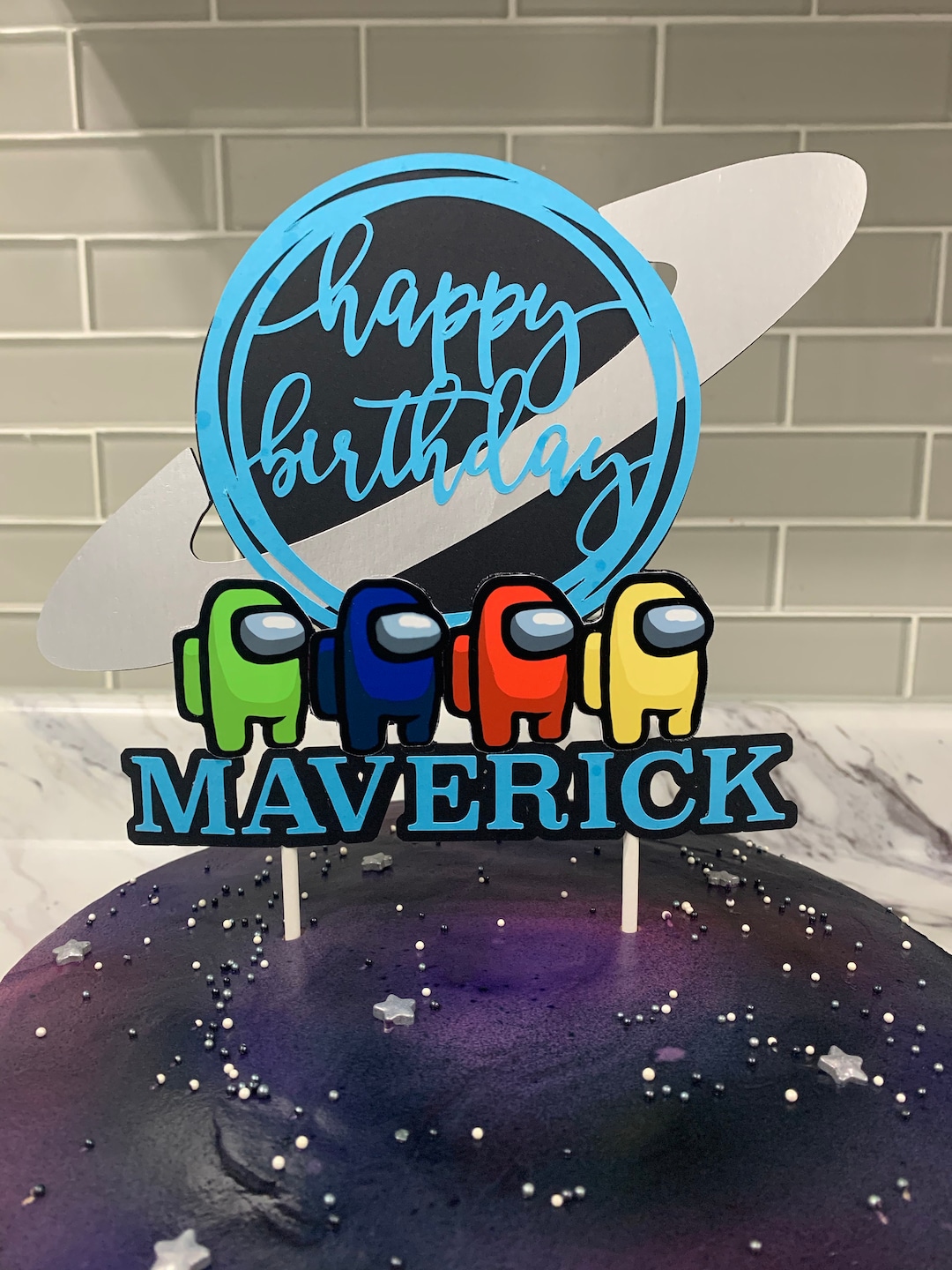 Personalized AMONG US Cake Topper - Party Picks - - Etsy