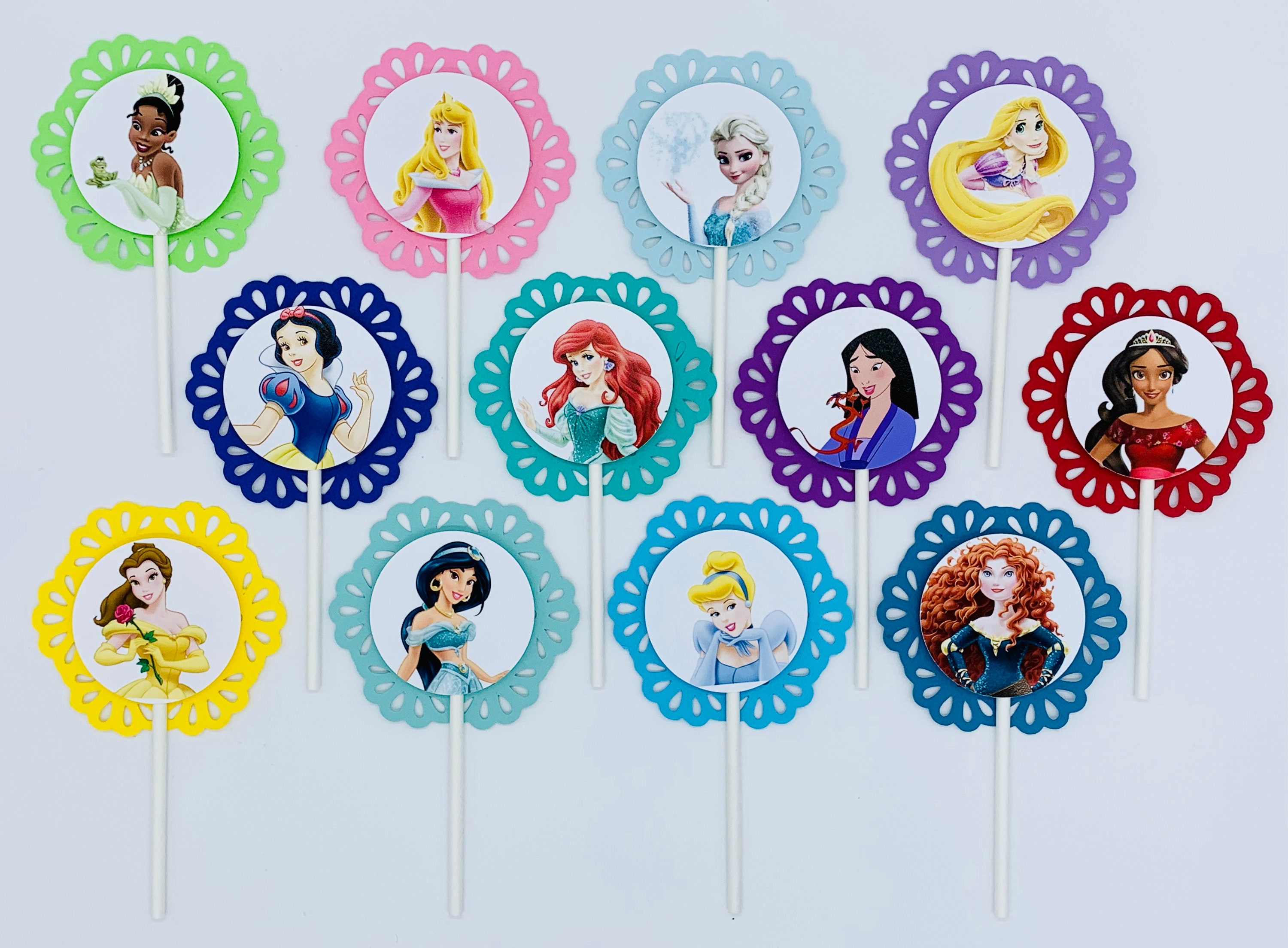 DISNEY PRINCESS Cupcake Topper Party Picks Set of 12 | Etsy