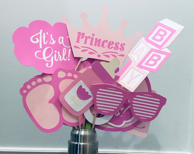 Pink Baby Shower Photo Booth Props - 15 Piece Cardstock Set - Etsy