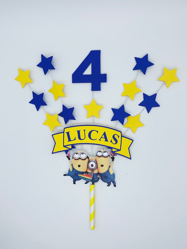 Personalized Minion Birthday Cake Topper – Star Spray Design - Etsy
