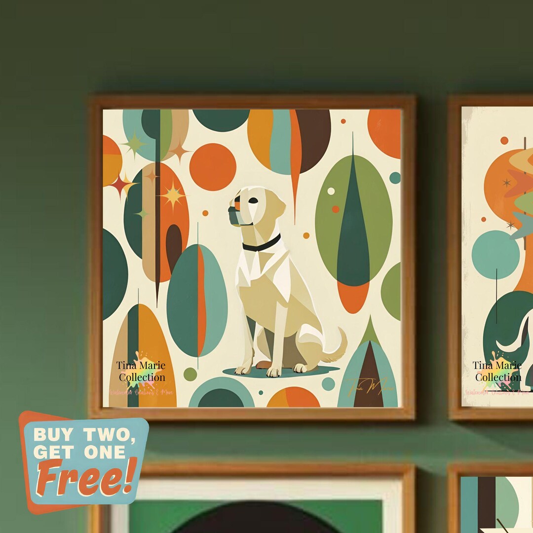 Labrador Retriever Mid-century Modern Art Print: Retro Dog Wall Art ...