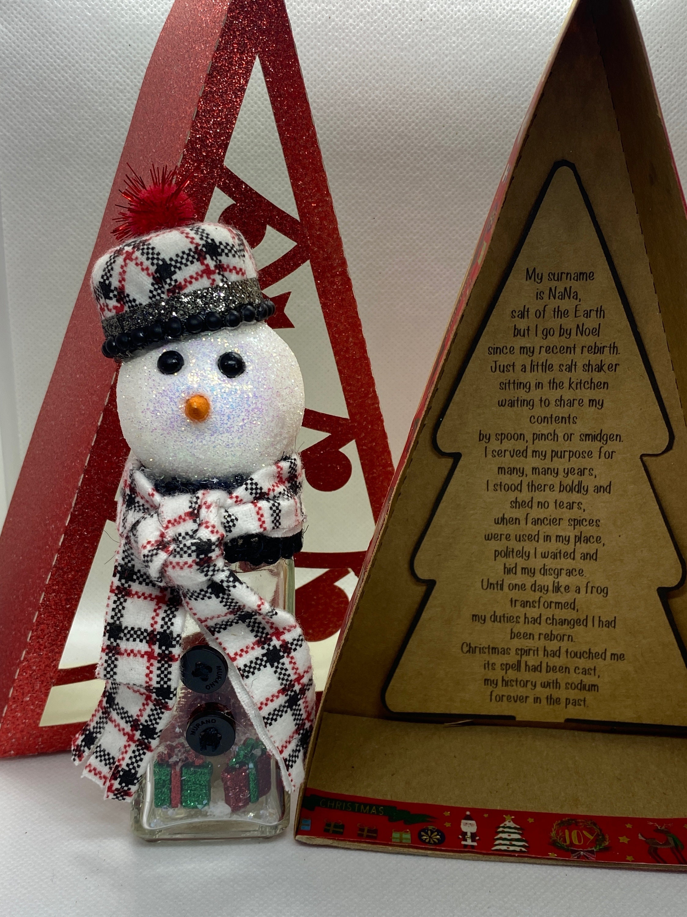 Handmade Vintage Glass Repurposed Salt Shaker Snowman - Etsy